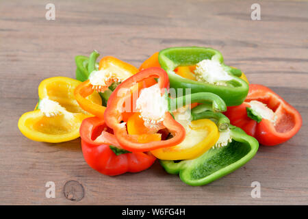 colorful sliced sweet pepper display at market place Stock Photo - Alamy