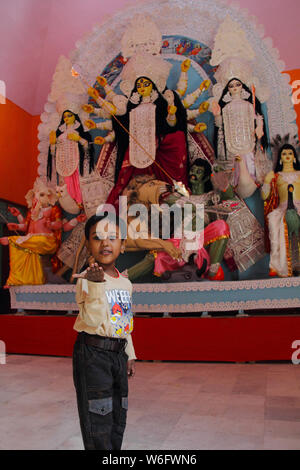 Goddess Durga Image In Side View Stock Photo - Alamy