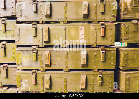 Green ammunition boxes with rocket-propelled grenades (RPG Stock Photo ...