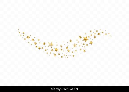 Falling golden stars. Cloud of golden stars isolated on transparent ...