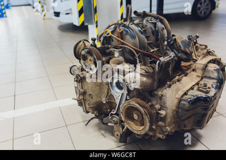 an old outdated engine, a closeup shot, engine car broken Stock Photo ...