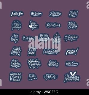 Easter quotes set. Vector illustration of simple flat style Easter ...