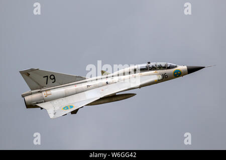 Swedish Draken fighter jet in the Aeroseum. A declassified Swedish ...