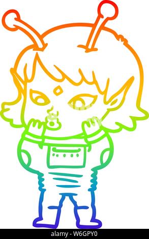 pretty cartoon nervous alien girl Stock Vector Image & Art - Alamy