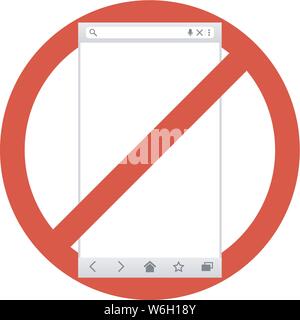 Browser window in Prohibition sign. Browser banned. Prohibited ban stop ...