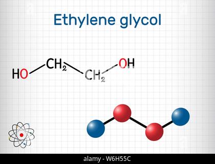 Ethylene glycol, diol molecule. It is used for manufacture of polyester ...