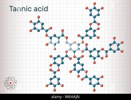 Tannic acid, tannin molecule. It type of polyphenol. Structural ...