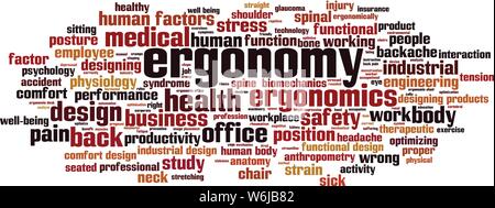 Ergonomy word cloud concept. Collage made of words about ergonomy ...