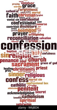 Confession word cloud concept. Collage made of words about confession ...