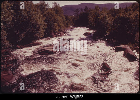 MAGALLOWAY RIVER BELOW AZISCOHOS DAM IN THE MOUNTAINS OF WESTERN MAINE ...