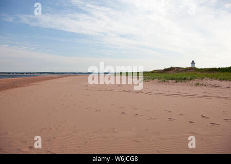 Cape Tryon Lighthouse, Prince Edward Island and grain field. Viewed ...