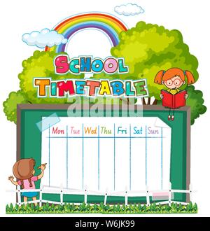 A school timetable blank template with cartoons Stock Vector Image ...