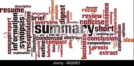 Summary word cloud concept. Collage made of words about summary. Vector ...