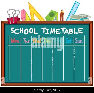 Timetable school planning with characters illustration Stock Vector ...