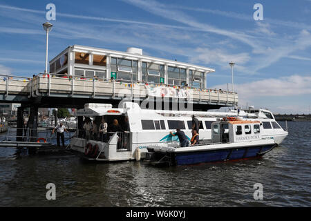 Cardiff Barrage - Waterbus and Harbour Patrol at Mermaid Quay, Wales UK ...