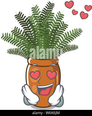 A fern leaf and heart shape isolated on a blue background Stock Vector ...