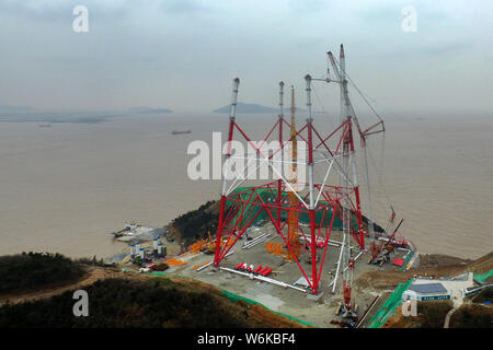 View of the world's highest electricity pylon, also known as a ...