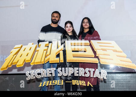 (From left) Indian singer Meghna Mishra, film child actress Zaira Wasim ...