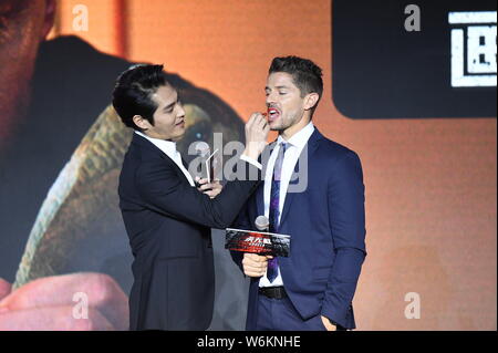 Taiwanese actor Lan Cheng-lung, left, and Australian actor Sam Hayden ...