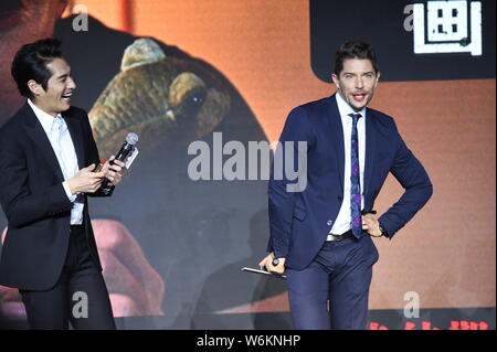 Taiwanese actor Lan Cheng-lung, left, and Australian actor Sam Hayden ...