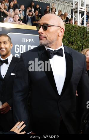 Dwayne Johnson at the 75th Golden Globe Awards held at the Beverly ...