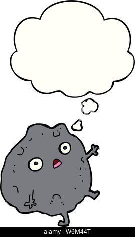 cartoon rock falling with thought bubble in grunge distressed retro textured style Stock Vector ...