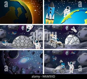 Huge space scene set illustration Stock Vector Image & Art - Alamy