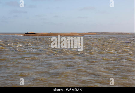 Mouth of River Ore at the tip of Orford ness spit, Shingle Street ...
