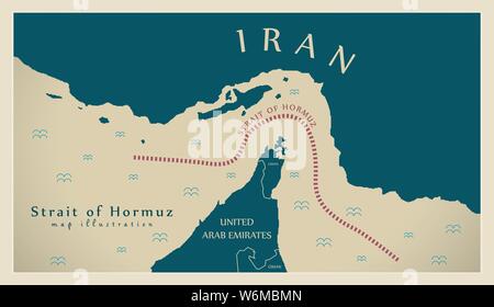 graphic vector map of Strait of Hormuz, Iran, Oman Stock Vector Image ...