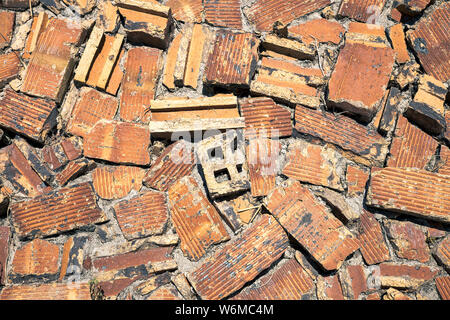 Pile of broken bricks, background. Texture, pattern, brick wall ...