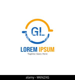 Initial GL logo template with modern frame. Minimalist GL letter logo ...