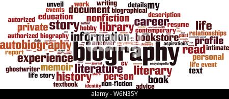 Biography word cloud concept. Collage made of words about biography ...
