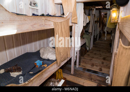 Vintage wooden ship room with bed in Victorian style Stock Photo - Alamy