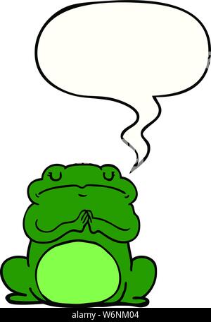 cartoon arrogant frog with speech bubble distressed distressed old ...