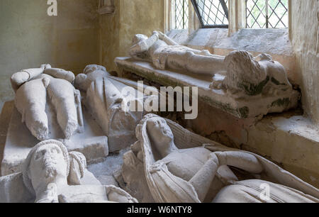 Medieval effigies Nunney church, Somerset, nearest Richard Prater d ...
