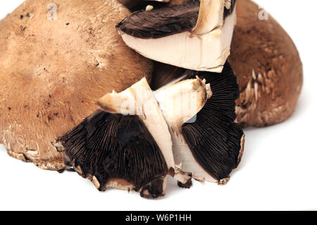 chopped and whole portabella mushroom on white Stock Photo - Alamy