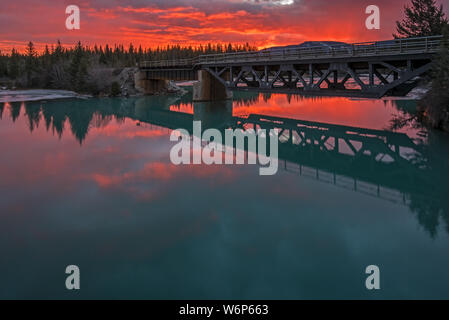 Train Bridge over the Seebe Dam near Exshaw, Alberta, Canada Stock ...