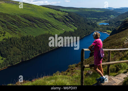 Overlooking the lake from the Spinc walk at Glendalough, County Wicklow ...