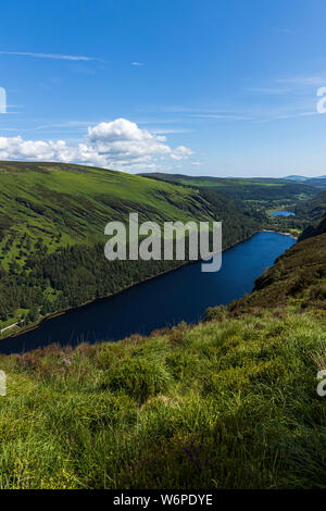 Overlooking the lake from the Spinc walk at Glendalough, County Wicklow ...