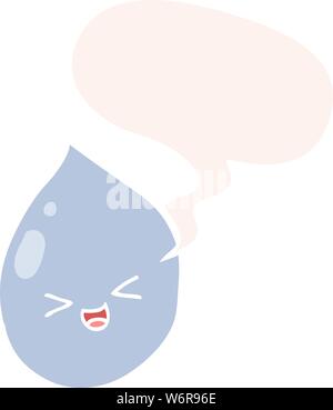 cartoon raindrop with speech bubble in retro style Stock Vector Image ...