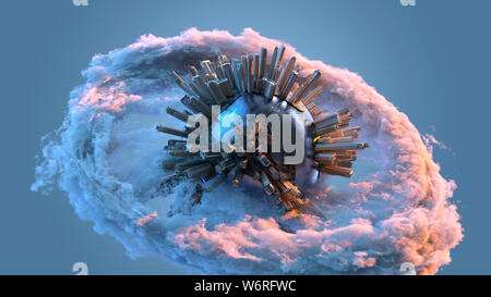 City on small planet. Architecture concept Stock Photo - Alamy
