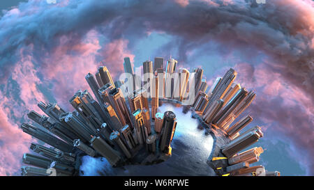 City on small planet. Architecture concept Stock Photo - Alamy