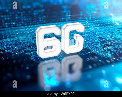 6G concept and technology background, 3d rendering. 3D illustration ...