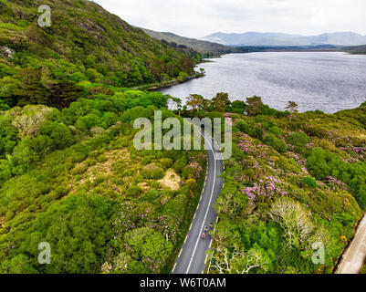 Beautiful aerial view of Connemara National Park, famous for bogs and ...