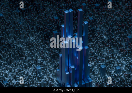 Dark technological lines background with cubes and lines, 3d rendering ...