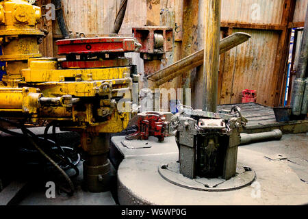 Offshore oil rig worker prepare tool and equipment for perforation oil ...