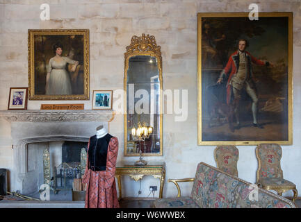 Furniture and paintings inside the Long Drawing Room, Berkeley castle ...