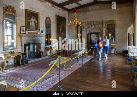Furniture and paintings inside the Long Drawing Room, Berkeley castle ...