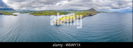Aerial view of Teelin Bay in County Donegal on the Wild Atlantic Way in ...