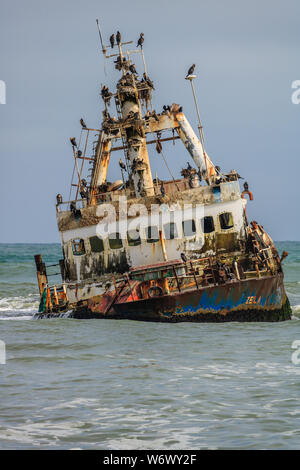 The Zelia India wreck along the skeleton coast in Namibia. This stretch ...